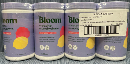 Lot of 4 x Bloom Creatine Monohydrate Powder Raspberry Lemon Flavor 40 ...
