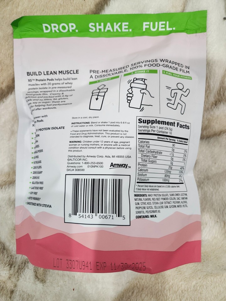 XS™ Protein Pods – Strawberry Quick Dissolving Pods 100% Whey Isolate ...