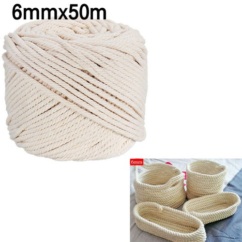 3/4/5/6mm Natural Cotton Rope Cord String Twisted Beige Craft Macrame ...