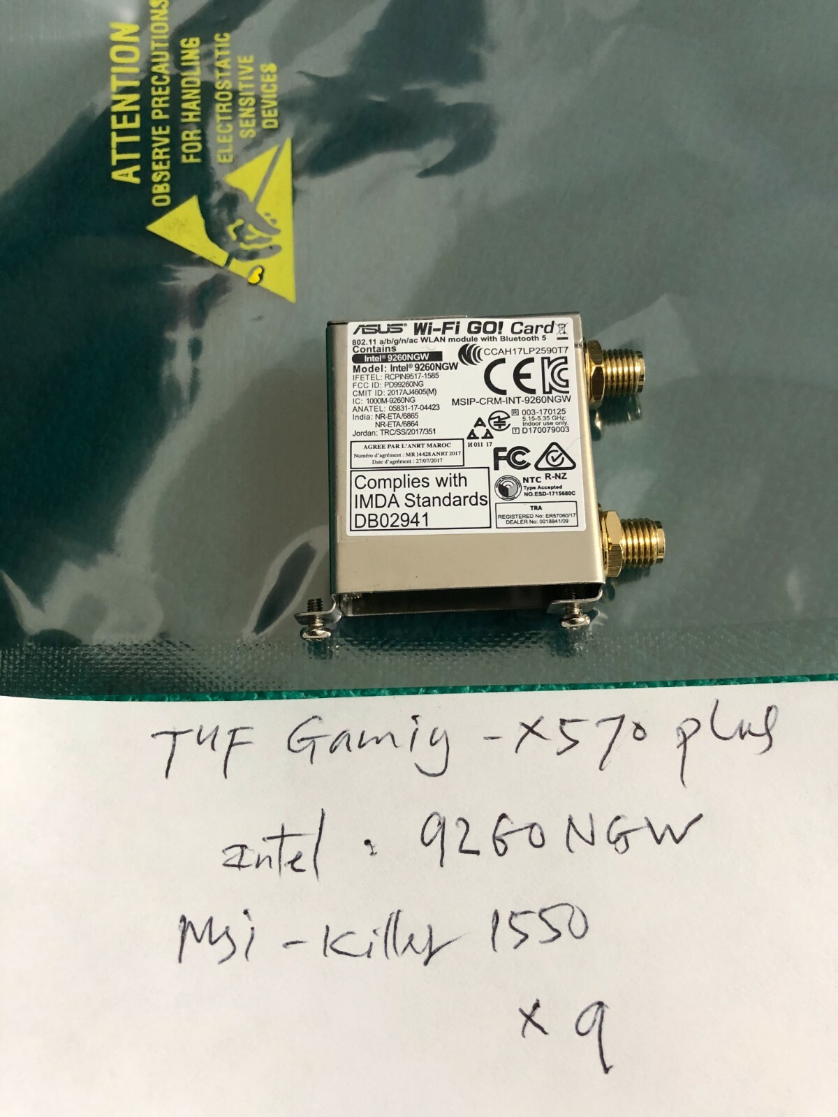 ASUS WIFI GO FOR ASUS TUF GAMING X570 PLUS WIFI , INTEL 9260NGW ...