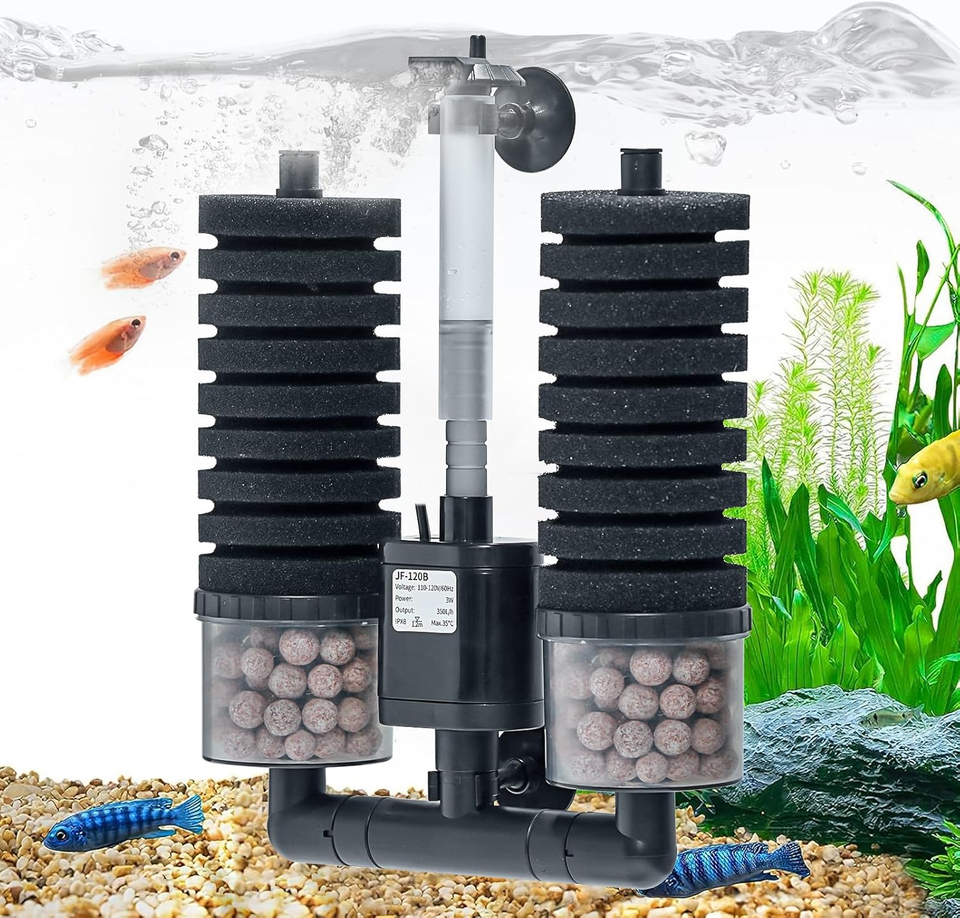 Aquarium Sponge Filter 15-55 Gallon Fish Tank Filter, Electric Power ...