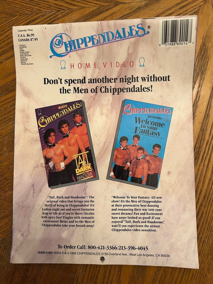 Chippendales *Vintage* 1989 Calendar 2 Loose Pages | eBay