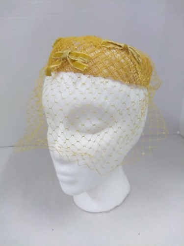 Vtg '50's/ '60’s Mustard Women’s Stiff Net Hat With Netted Veil ...