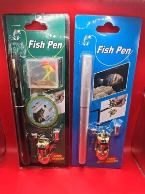 Fishing Rod & Reel Pen Pocket Collapsible Combo Mini Kit Lot x2 Brand ...