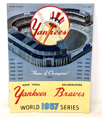 Vintage 1957 World Series Baseball MLB Milwaukee Braves New York ...