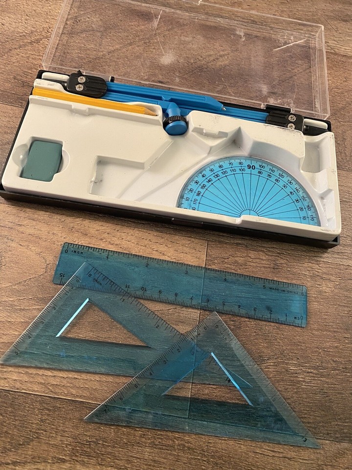 Set Of Vintage Drafting Tools Protractors Dividers Compasses Triangles ...