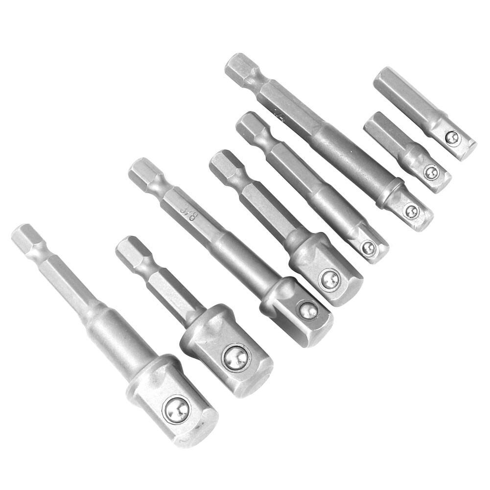 8x Socket Bit Adapter Drill Nut Driver 1/4 To 1/2 1/4 3/8Power ...