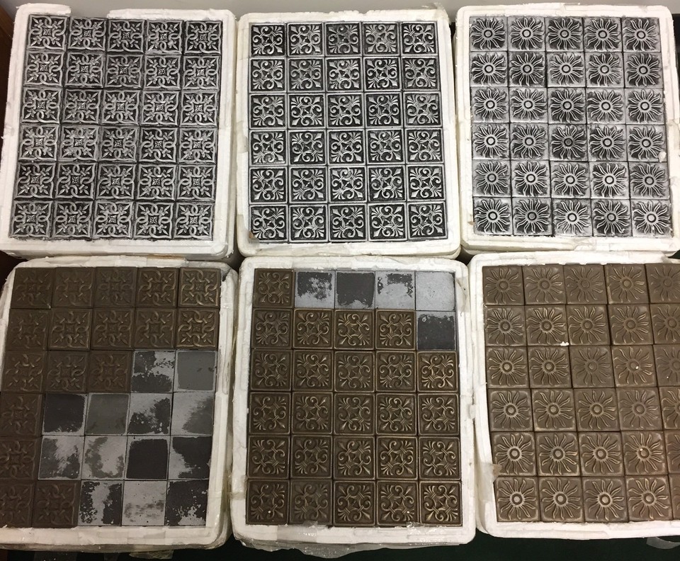 Tile 2x2 Brown Antique Metal Sunrise Accent Insert Deco 5/pack FREE ...