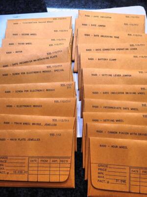 Eta 935.112 Rado LOT NOS vintage 1970-80's 21 envelopes, date ...
