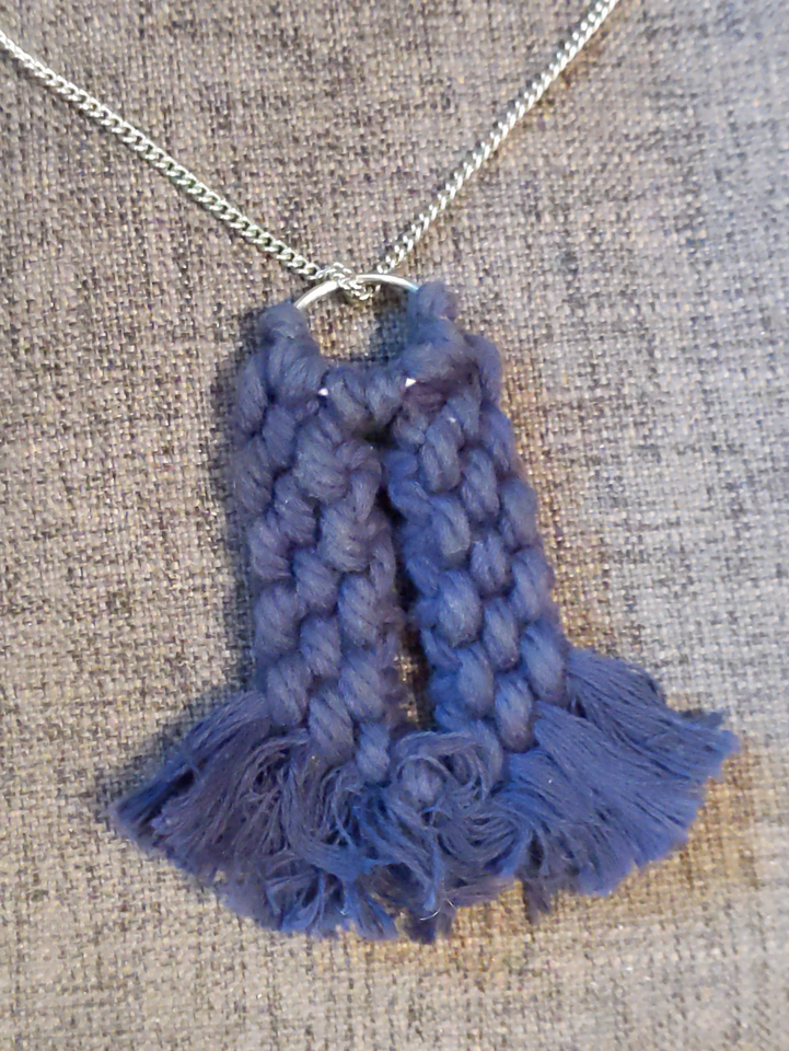 Etsy Handmade Braided Plaited Fringe Blue Statement Necklace Pendant ...