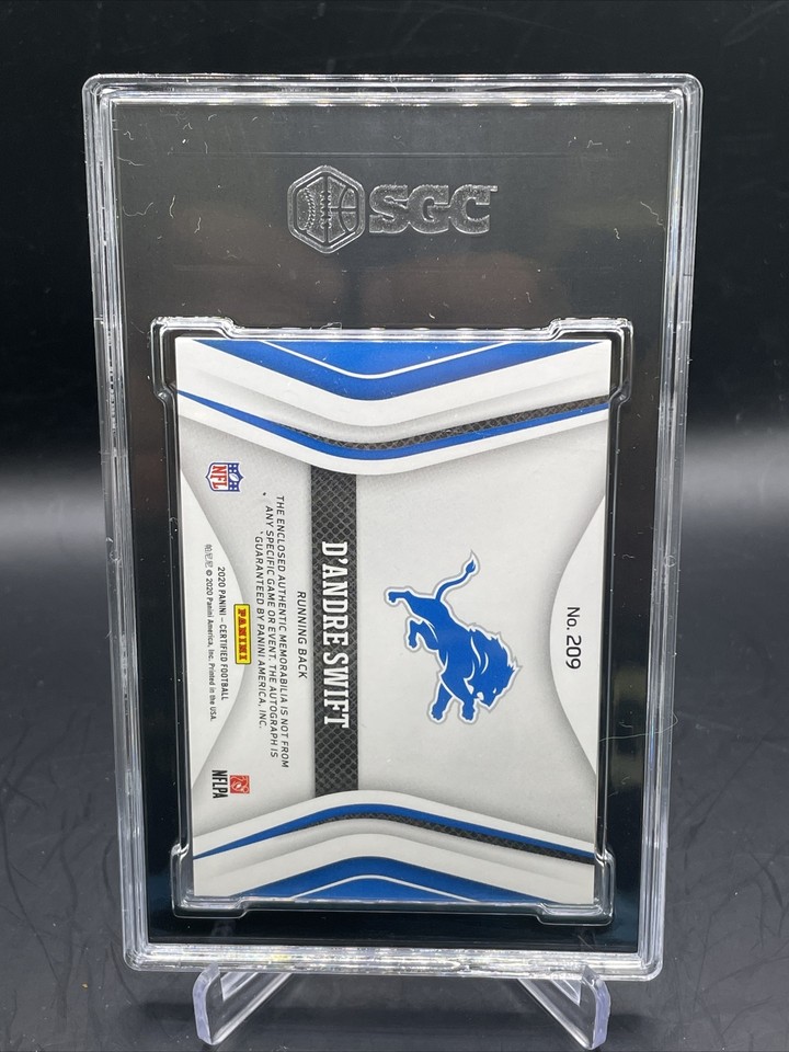 2020 D'Andre Swift #209 Freshman Fabric Tri-color Patch RPA /249 SGC 9 ...