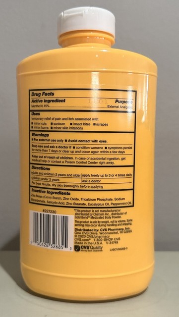 CVS Health Cooling Medicated Body Powder 10 Oz Talc Absorbs Moisture ...