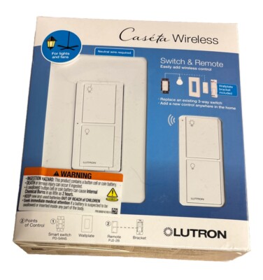 Lutron P-PKG1WS-WH Caseta Smart Switch Kit with Remote - White Sealed ...