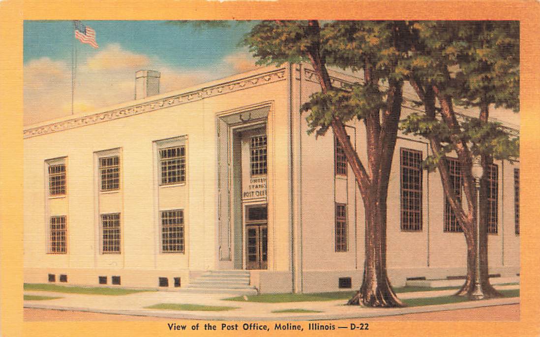 Postcard Post Office Moline Illinois | eBay