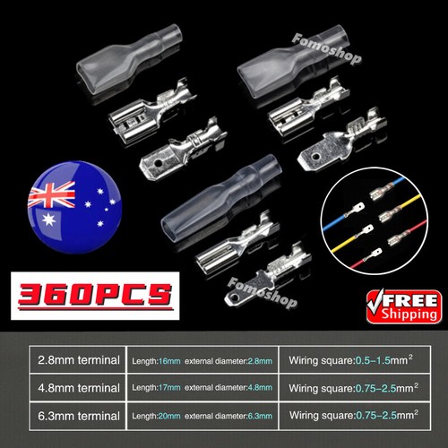 360Pcs Assorted Electrical Wire Crimp Terminals Spade Connectors Male ...