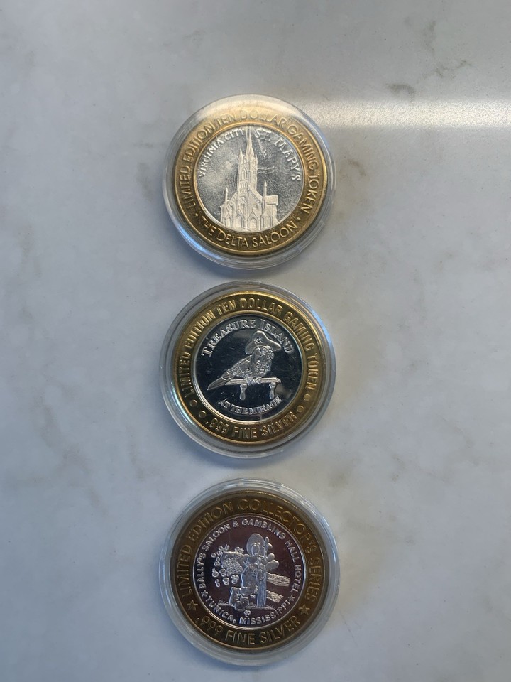 LOT of 21-$10 Collectable Casino Gaming tokens . A Variety of .999 Fine ...