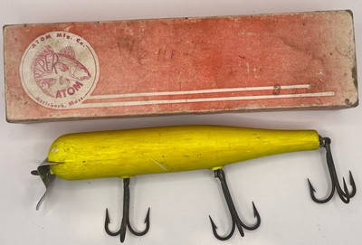 Yellow Vintage Atom Saltwater Lure 40 Swimmer 3 1/4 Oz Top Lure Used In ...