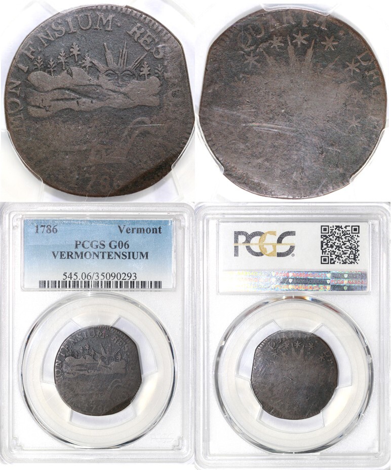 1786 1c RR-6 Landscape "Vermontensium" Vermont Colonial Copper PCGS ...