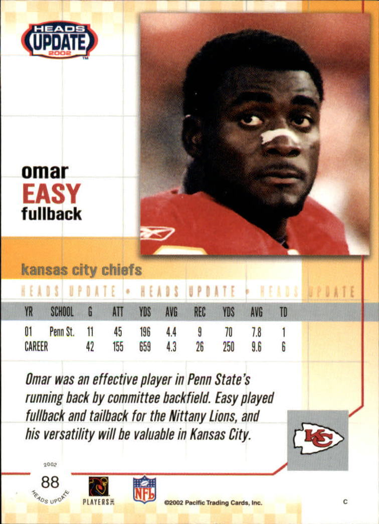 2002 Pacific Heads Update - Red #88 Omar Easy (RC) for sale online | eBay