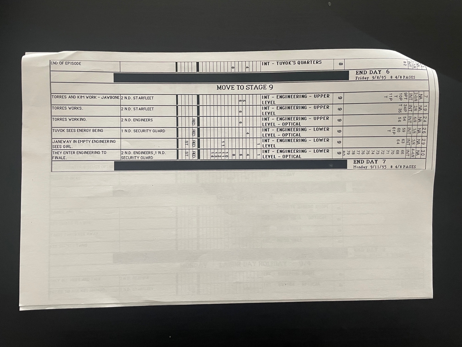 Rare 1995 STAR TREK: VOYAGER shot breakdown sheet "COLD FIRE" 8/23 First Draft | eBay