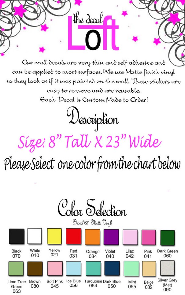 GIRLS NAME & BALLET SLIPPERS VINYL WALL DECAL DECOR STICKER DANCE ...
