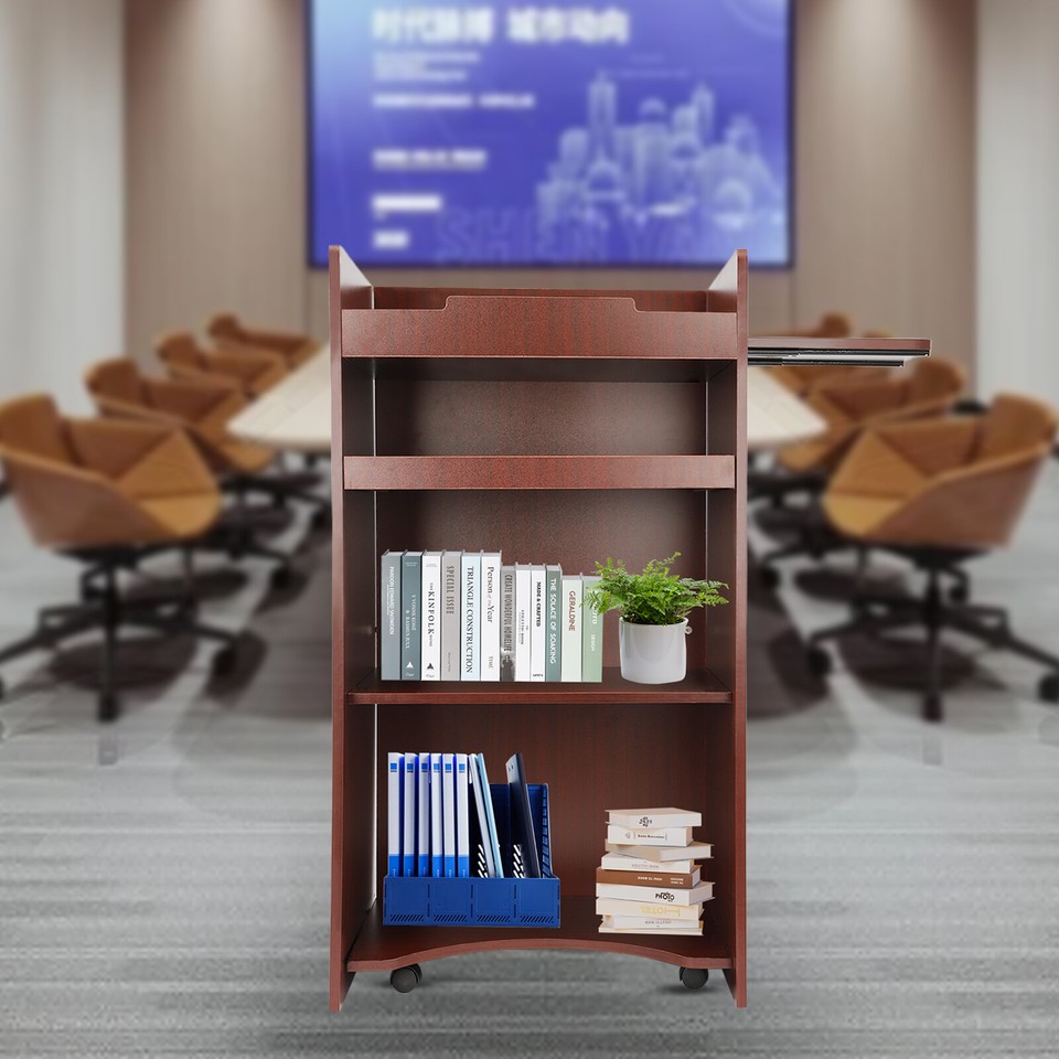 Rolling Portable Podium Mobile Laptop Desk Presentation Church Lectern ...