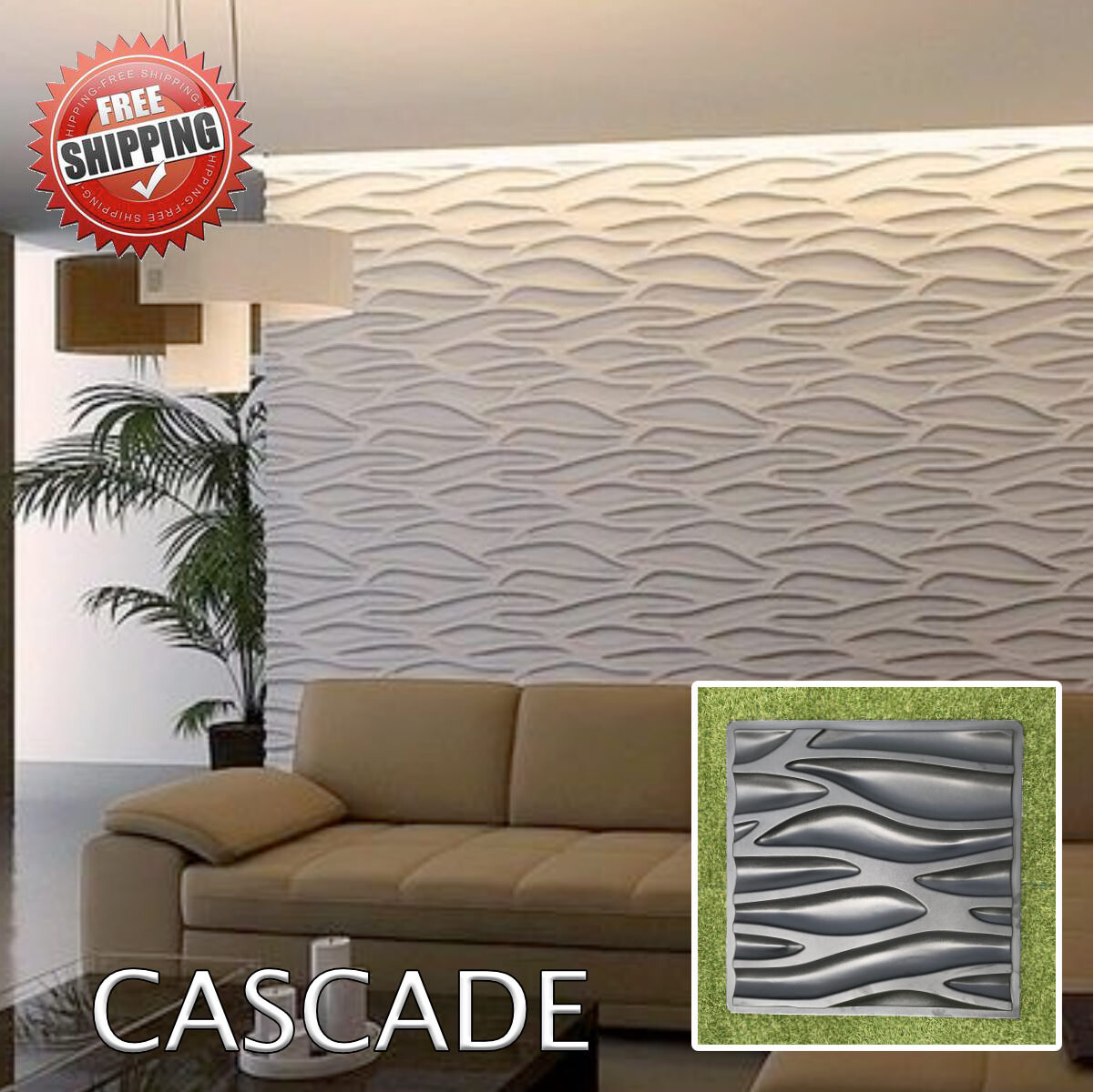 Plastic Wall Mold *CASCADE* 3D Decorative Panels. Plaster Gypsym | eBay