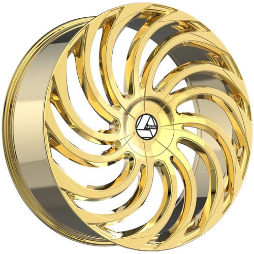 (Set of 4) Azara AZA-534 24x9 5x115/5x120 +15mm Gold Wheels Rims 24 ...