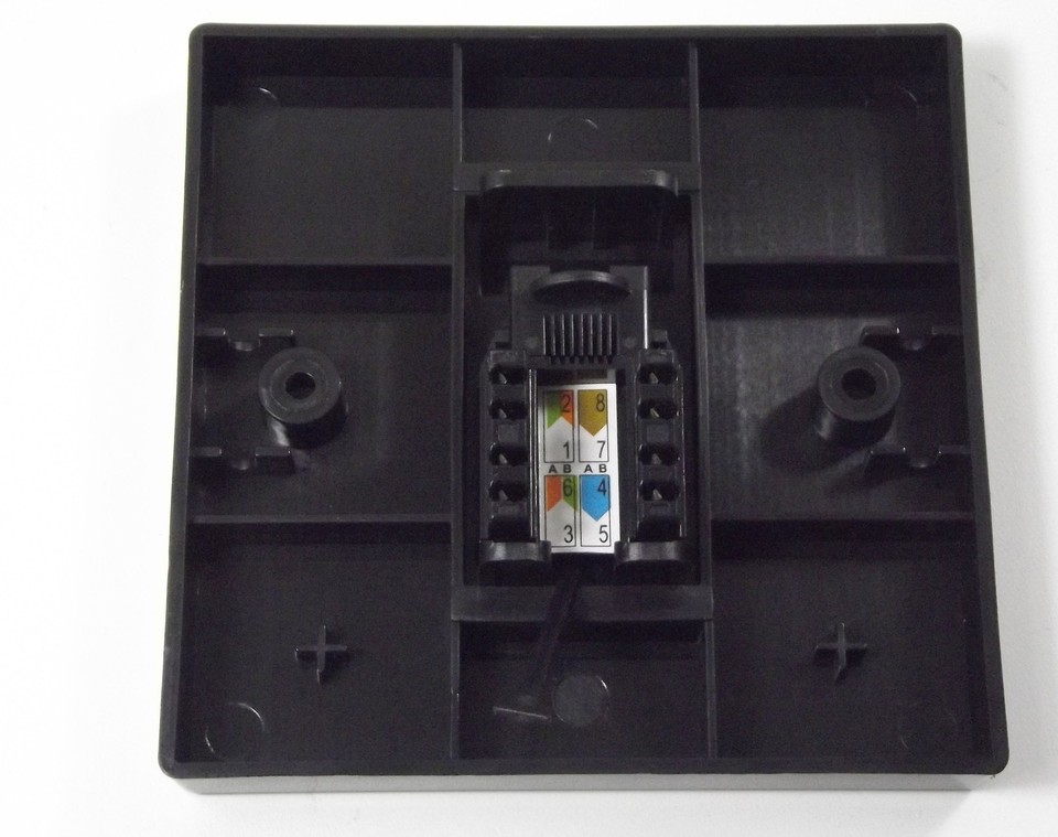 BLACK Cat6 RJ45 Single Face Plate & BACK BOX (Ethernet Network wall ...