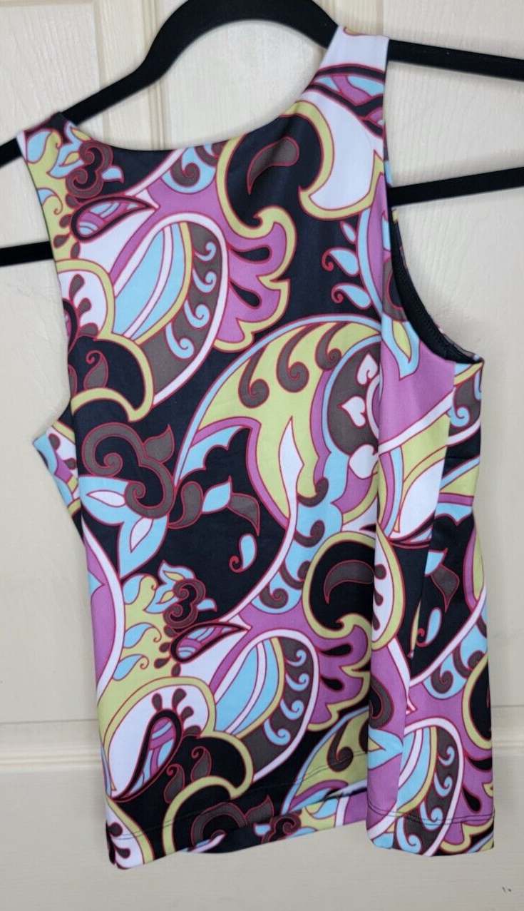 ATHLETA Underwire Bra Cup Tank Top Tennis Paisley Scroll Shirt Sz 32C ...