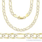 5.7mm Figaro Pave Link 925 Sterling Silver 14k Yellow Gold-Plated Chain ...