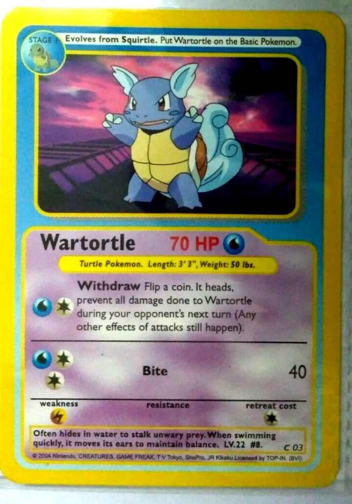 WARTORTLE FUNSKOOL POKEMON CARD 2004 INDIA | eBay