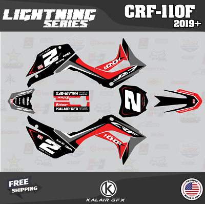 Graphics Kit for HONDA CRF110F CRF110 2019 2020 2021 Lightning-Red | eBay