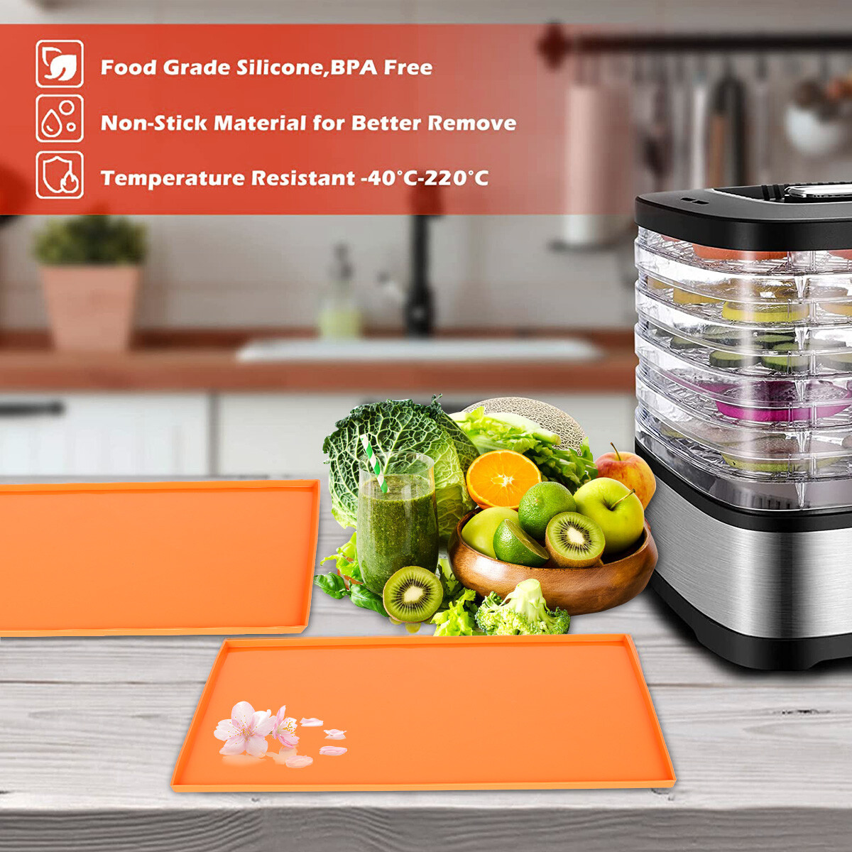 6Pcs Silicone Food Mat 12'' Waterproof Leak-Proof Food Baking Mat with ...