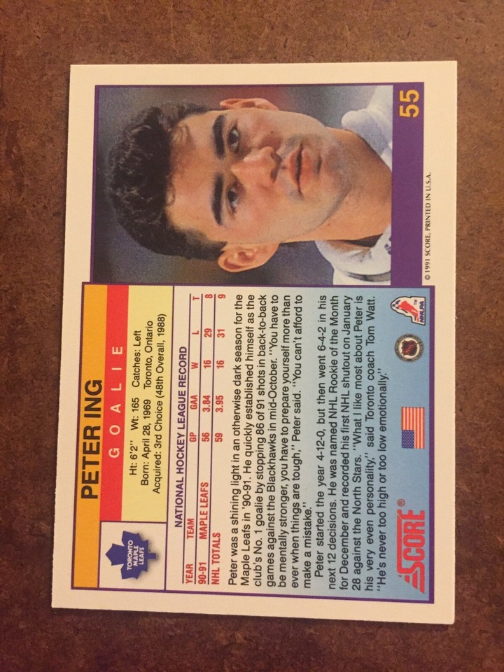 Peter Ing 55 Score 1991 NHL Hockey Trading Card | eBay