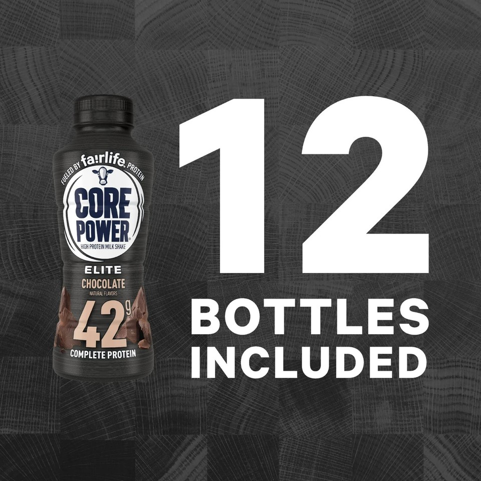 Core Power Elite High Protein Shake, Chocolate, 42g Bottle, 14oz, 12 ...