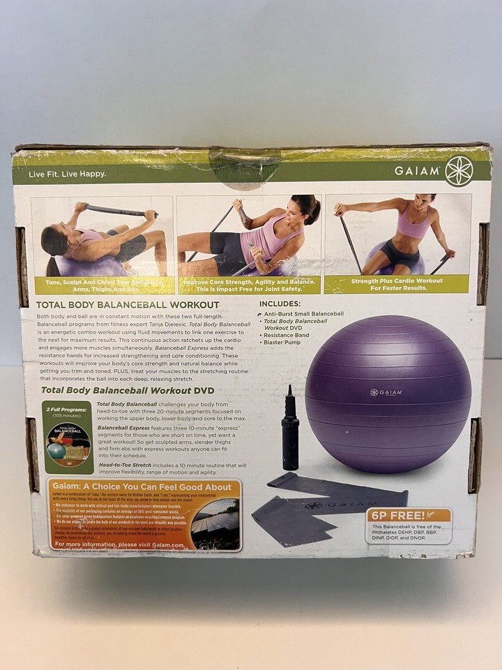 Gaiam Stability Balance Ball Total Body Workout Tone Upper Body Tighten ...