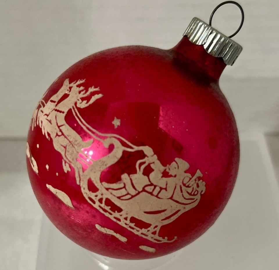 Vintage Shiny Brite Santa & Sleigh Stencil Mercury Glass Ornament ~ | eBay