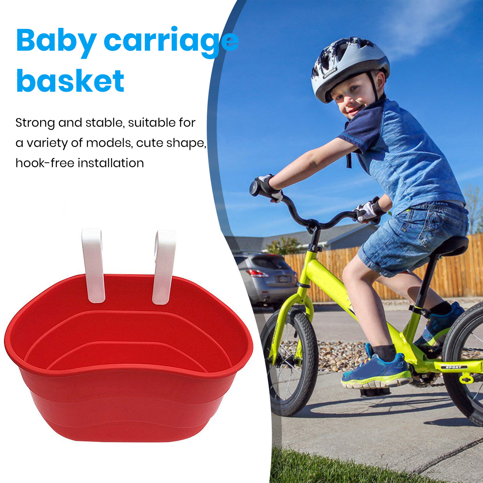 Bike Front Basket Bright Color Item Storage Punch-free Children Bike ...