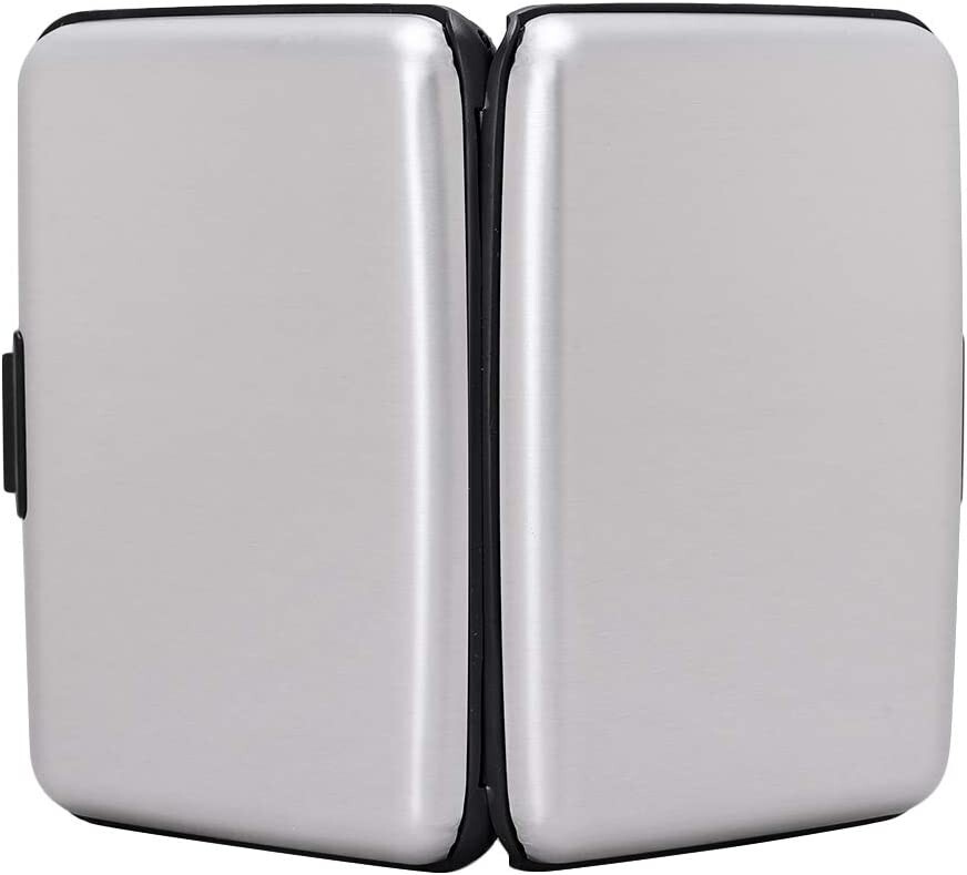 Silver - Metal Wallet Credit Card Holder, Women Men Aluminum RFID, Hard ...