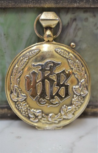 + Nice Antique Sterling Silver 'IHS' Church Pyx + Host Box + Oil stock ...