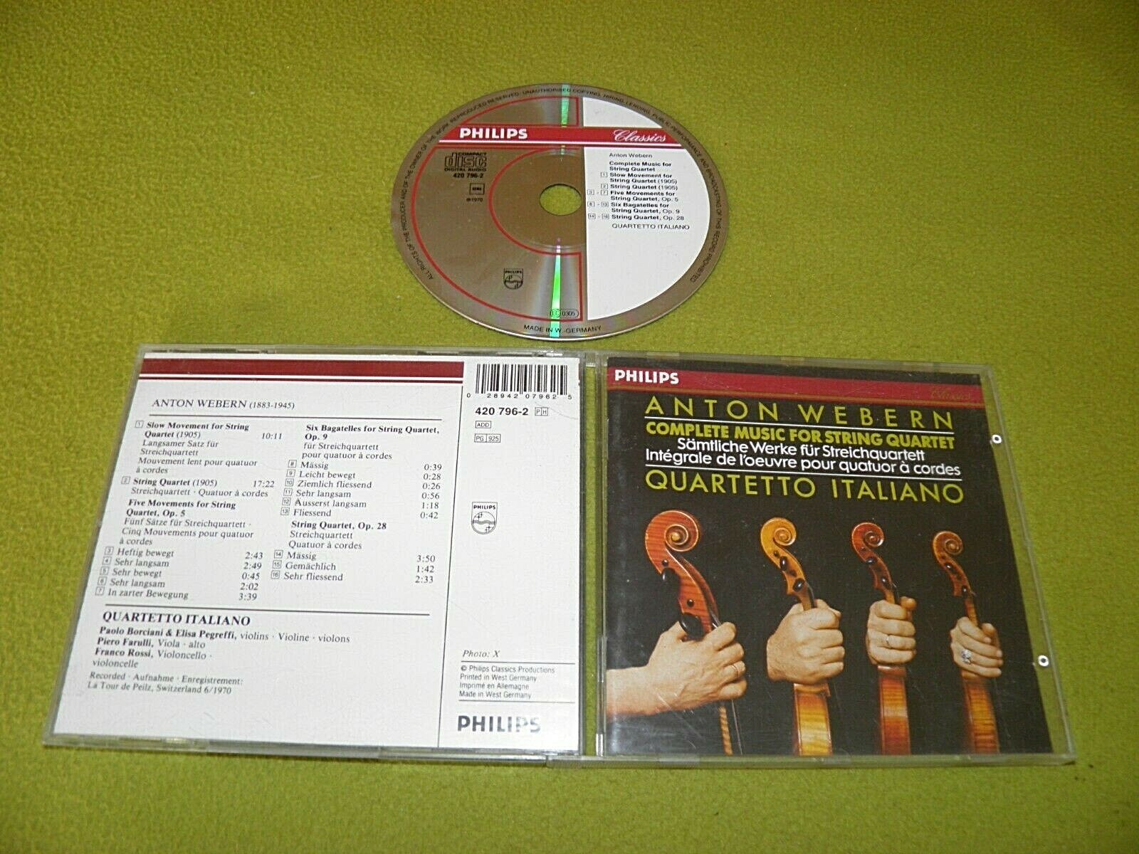 Webern Complete Music Fpr String Quartet / Quartetto Italiano / Philips ...