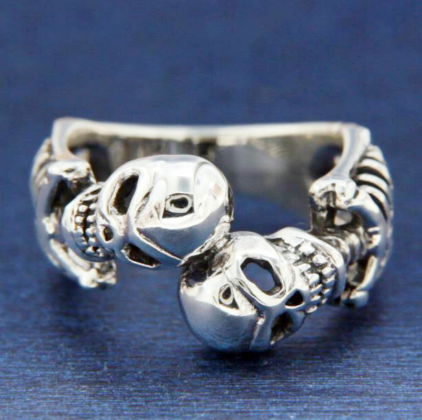 Unisex 925 Sterling Silver Skeleton Skull Ring Size 7,8,9,10,11,12,13 ...