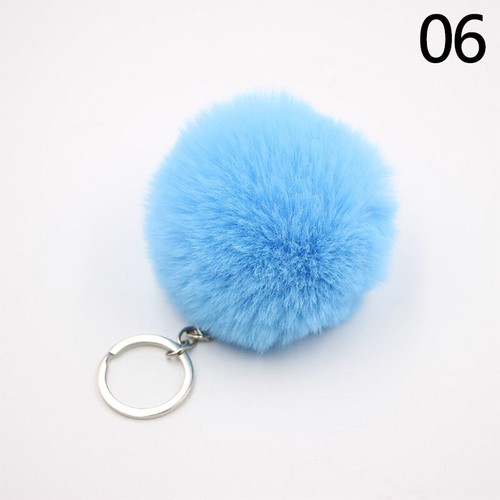 Soft Fur Fluffy Ball Keychain PomPom Key Chains Keyring Charms Handbag ...