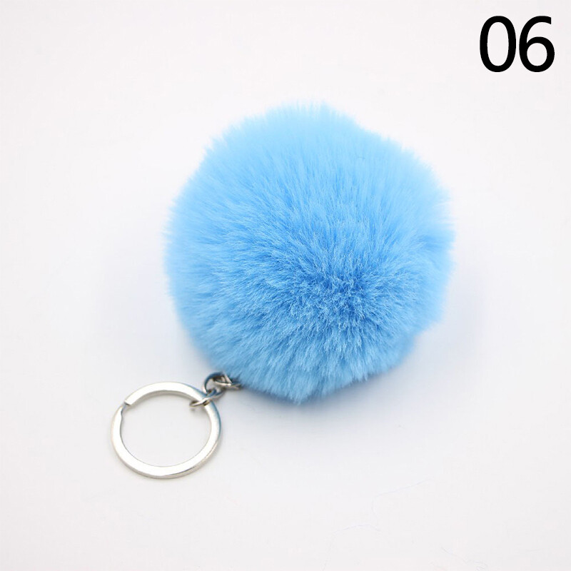 Soft Fur Fluffy Ball Keychain PomPom Key Chains Keyring Charms Handbag ...