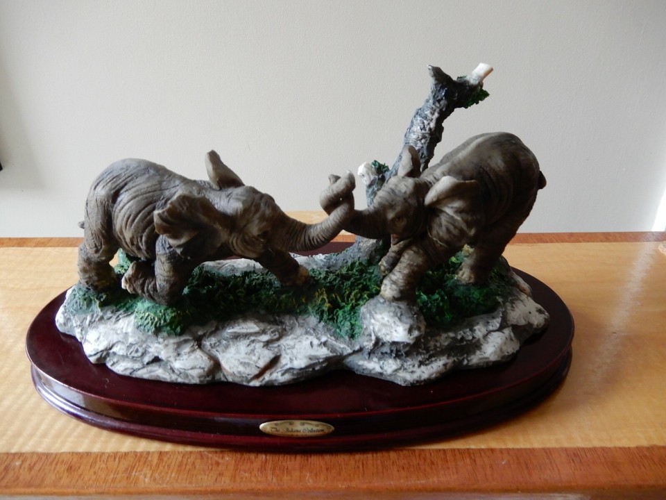 The Juliana Collection, Rare, Sculpture, Pair of Elephants, Wooden ...