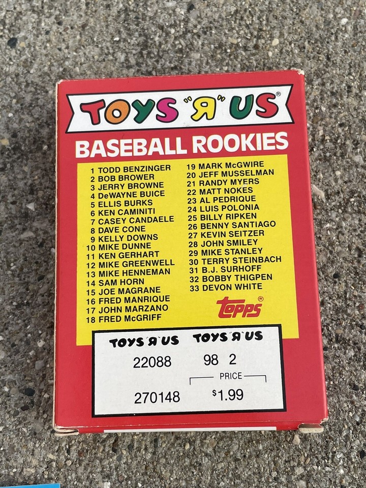 Vintage 1988 Topps Toys R Us Baseball Rookies 33 Card Box Complete Set ...