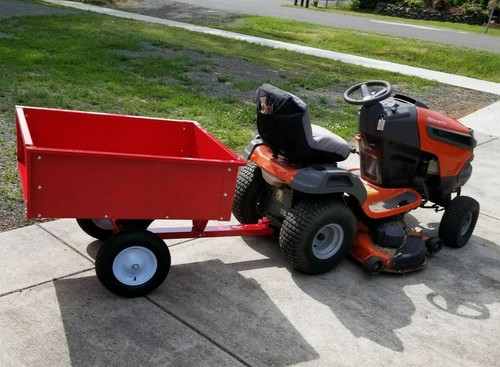 600lb Cap Steel Dump Cart Garden Yard Lawn Mower Tractor ATV Trailer 10 ...