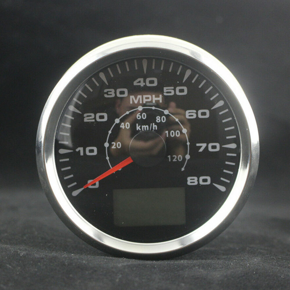 85mm GPS Speedometers 8 Colors Backlight 0-80MPH LCD Speed Odometers 0 ...