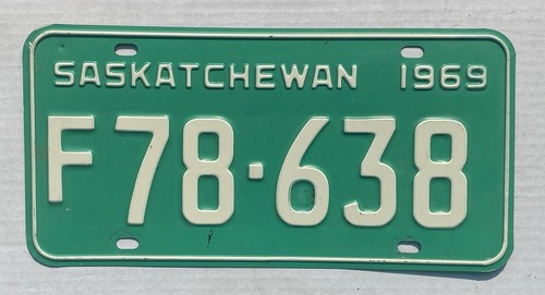 Single 1969 SASKATCHEWAN Canada License Plate #F78-638 (1/2) | eBay